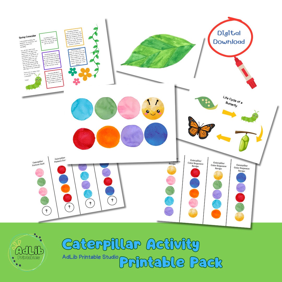 Caterpillar Activity Printable for Preschool and Kindergarten - Etsy