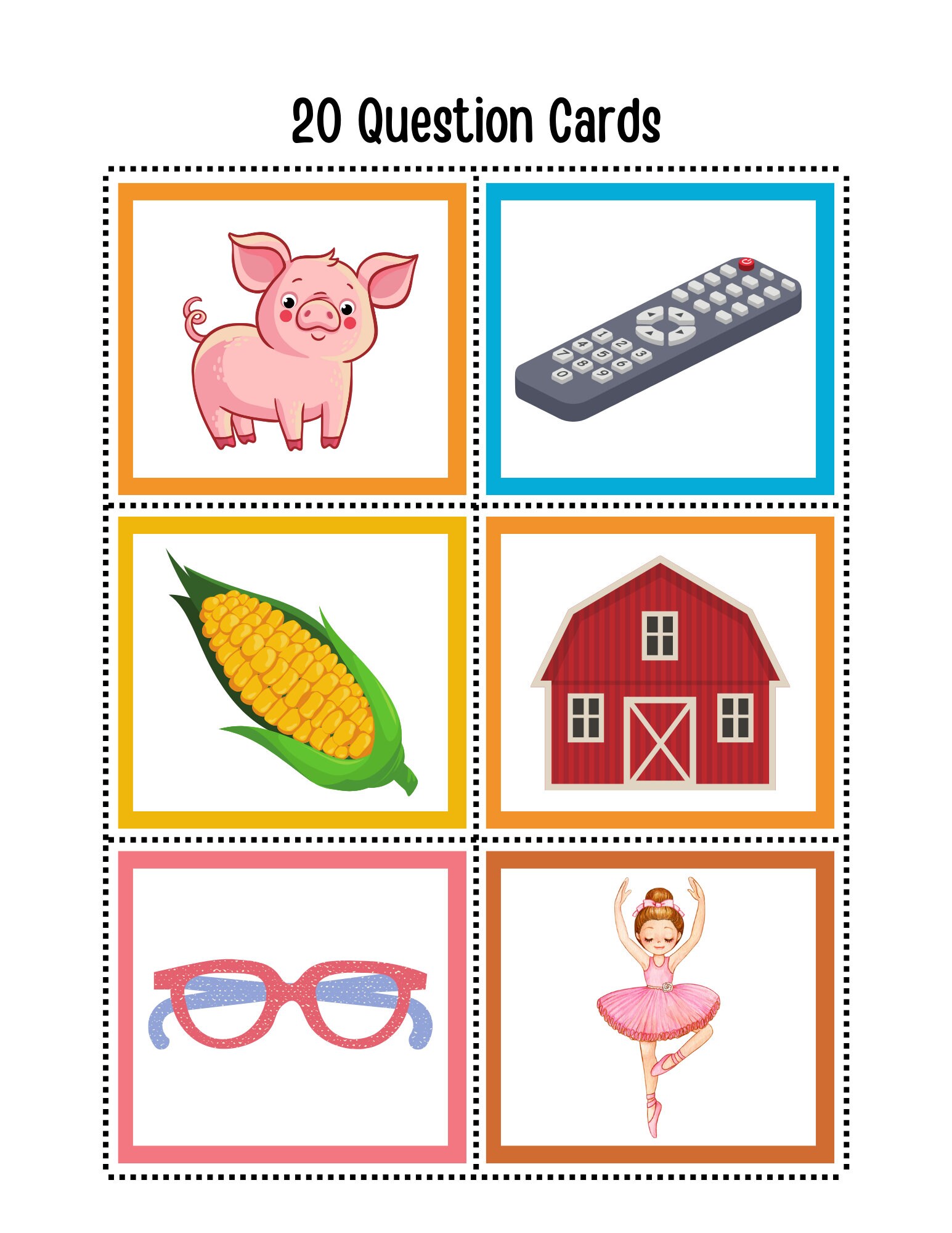 Printable 20 Questions Game Cards - Etsy