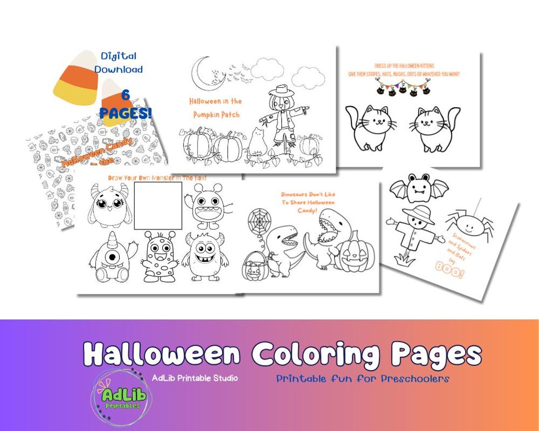 Printable Halloween Coloring Pages for Preschoolers - Etsy