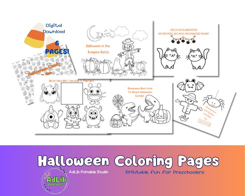 Printable Halloween Coloring Pages for Preschoolers - Etsy