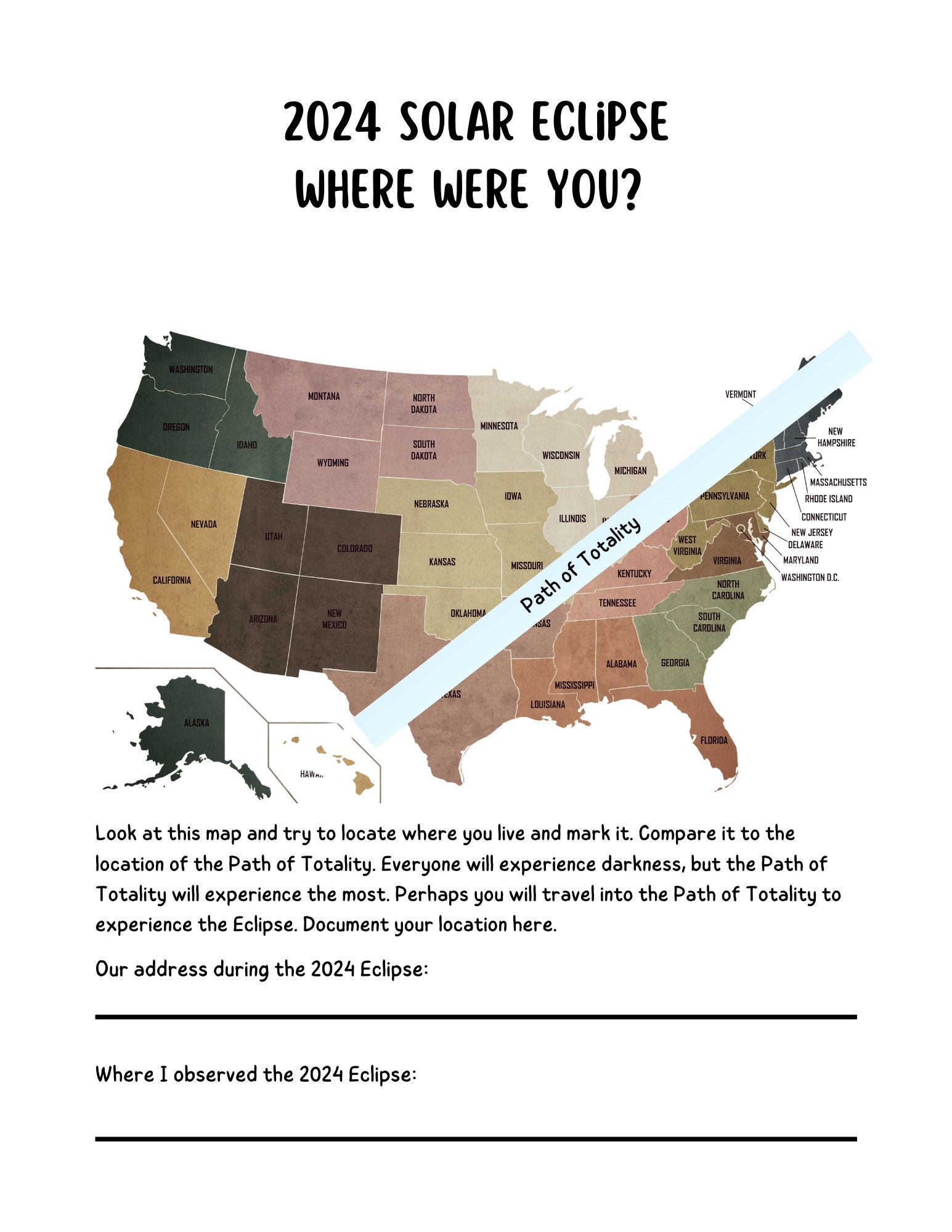 2024 Solar Eclipse Experience Printable Pack - Etsy