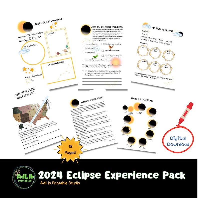 2024 Solar Eclipse Experience Printable Pack - Etsy