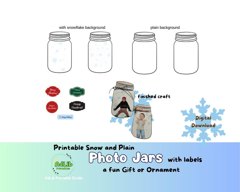 Printable Photo Jar Craft Gift or Ornament - Etsy