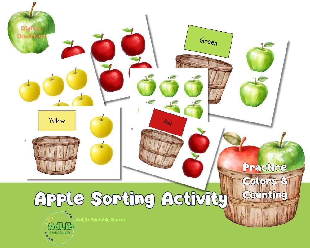 Apple Sorting Activity - Etsy