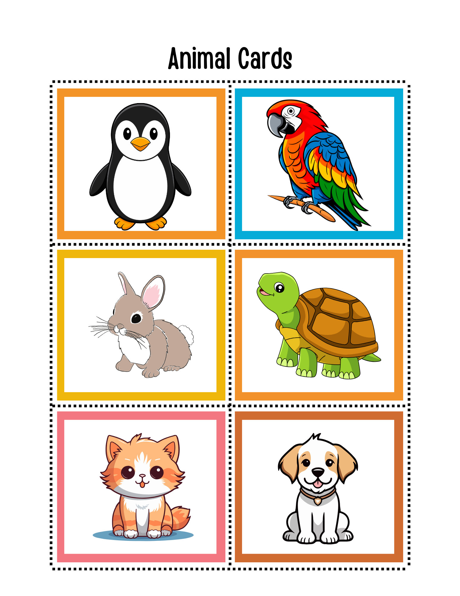 Printable Animal Cards for Preschoolers - Etsy