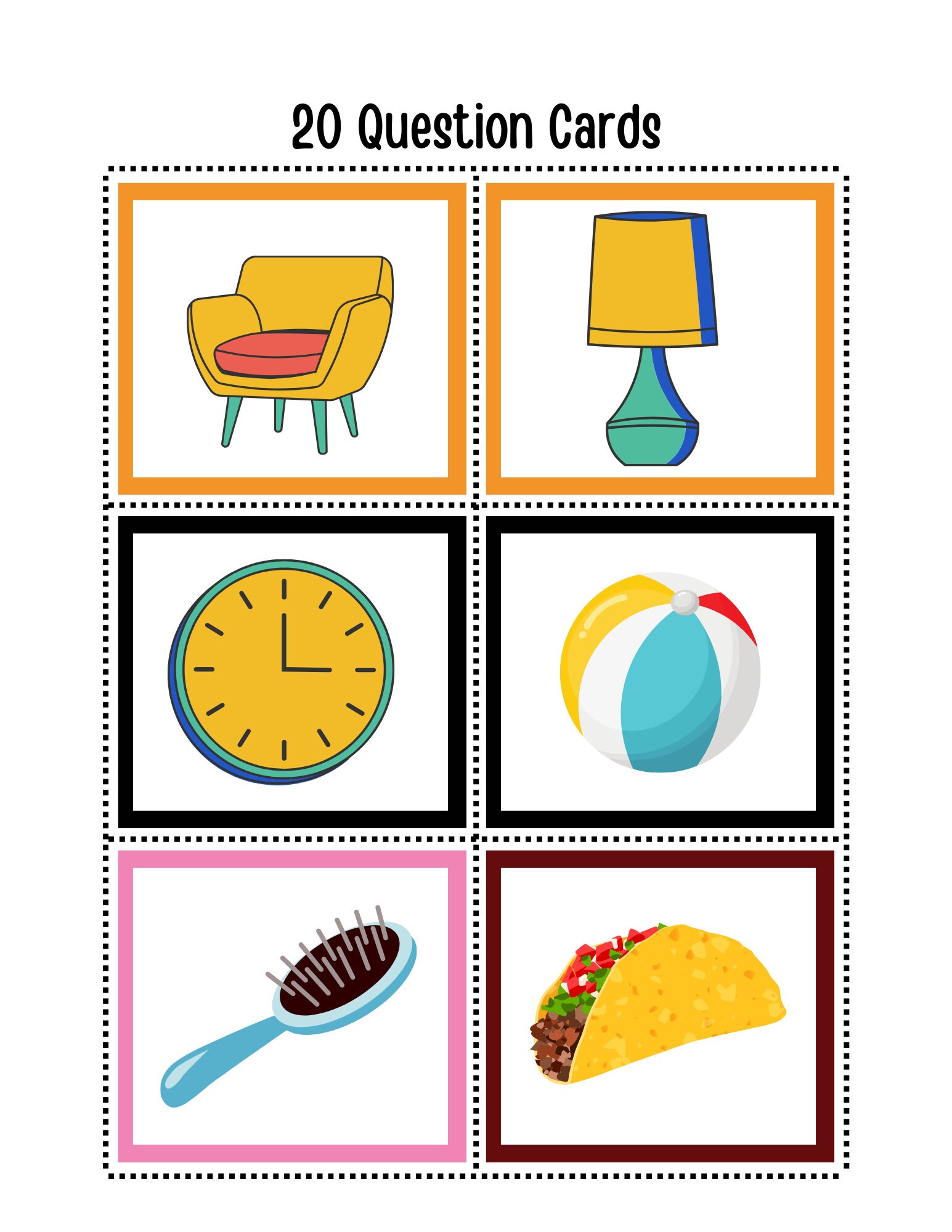 Printable 20 Questions Game Cards - Etsy