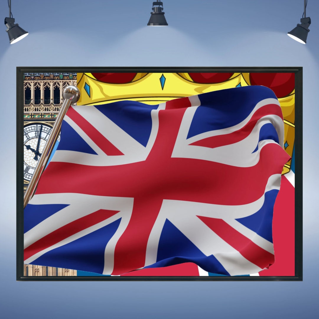 Wall Art UNITED KINGDOM UK Flag Painting Original Giclee Print Canvas ...
