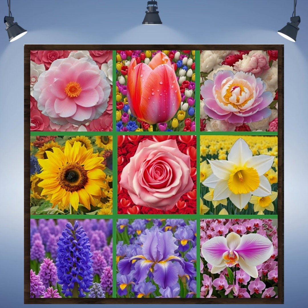 Wall Art Canvas Tic-tac-toe FLOWERS Realist Painting Unique Original ...