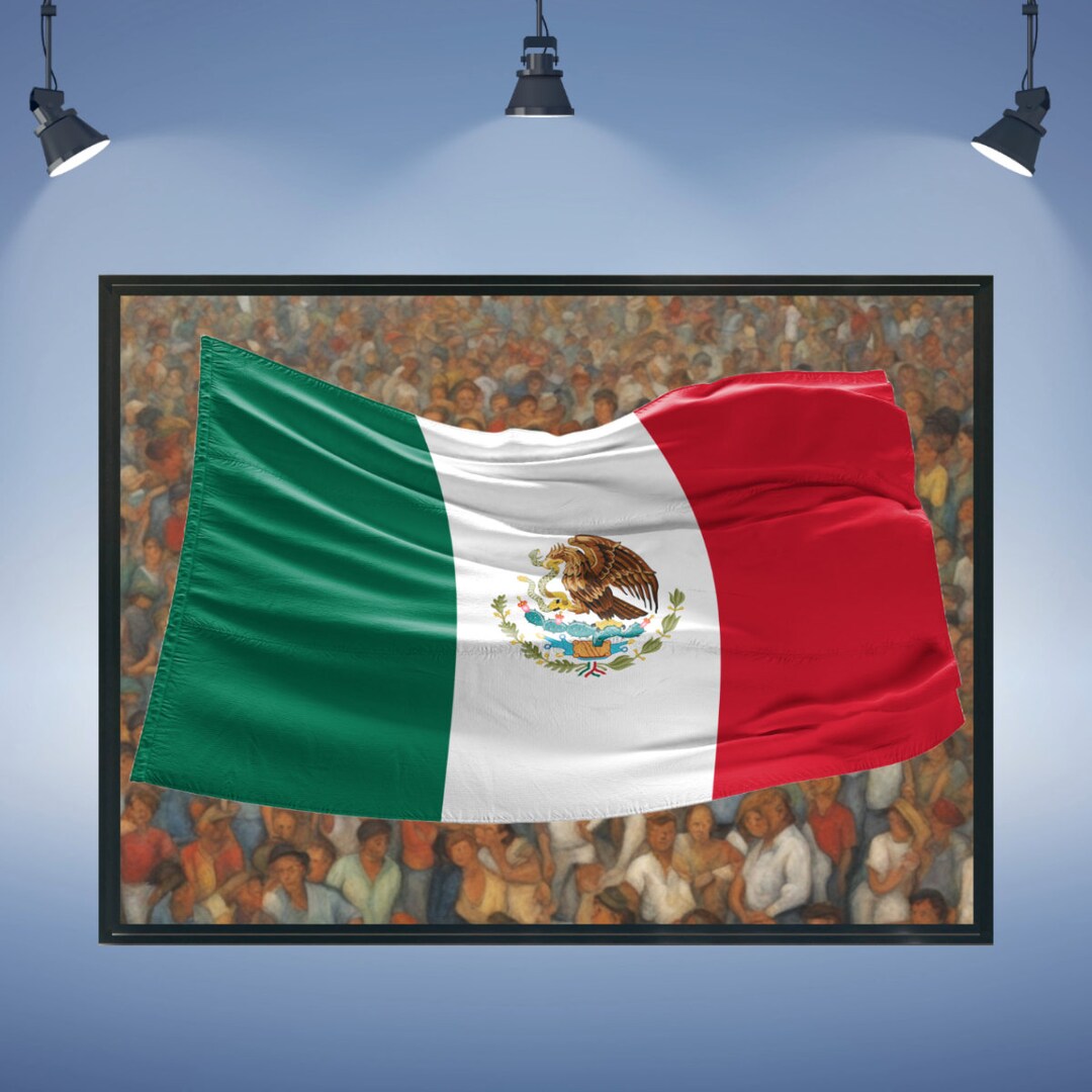 Wall Art Canvas MEXICAN MEXICO FLAG Painting Original Giclee Print Love