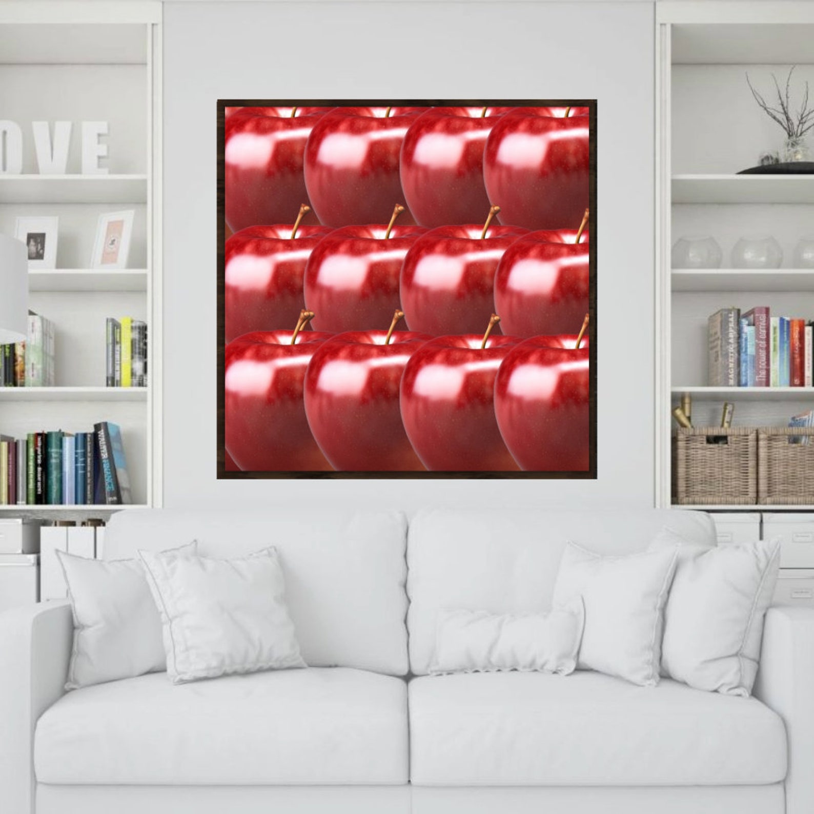 Wall Art Canvas RED APPLES Painting Unique Original Minimalist Food ...