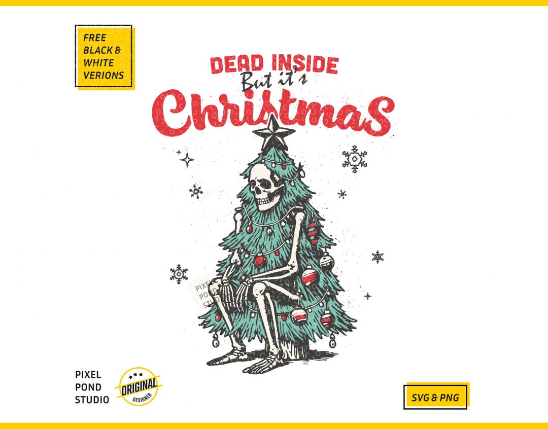 Skeleton Christmas Tree: Dead Inside but It's Christmas, Vintage Retro ...