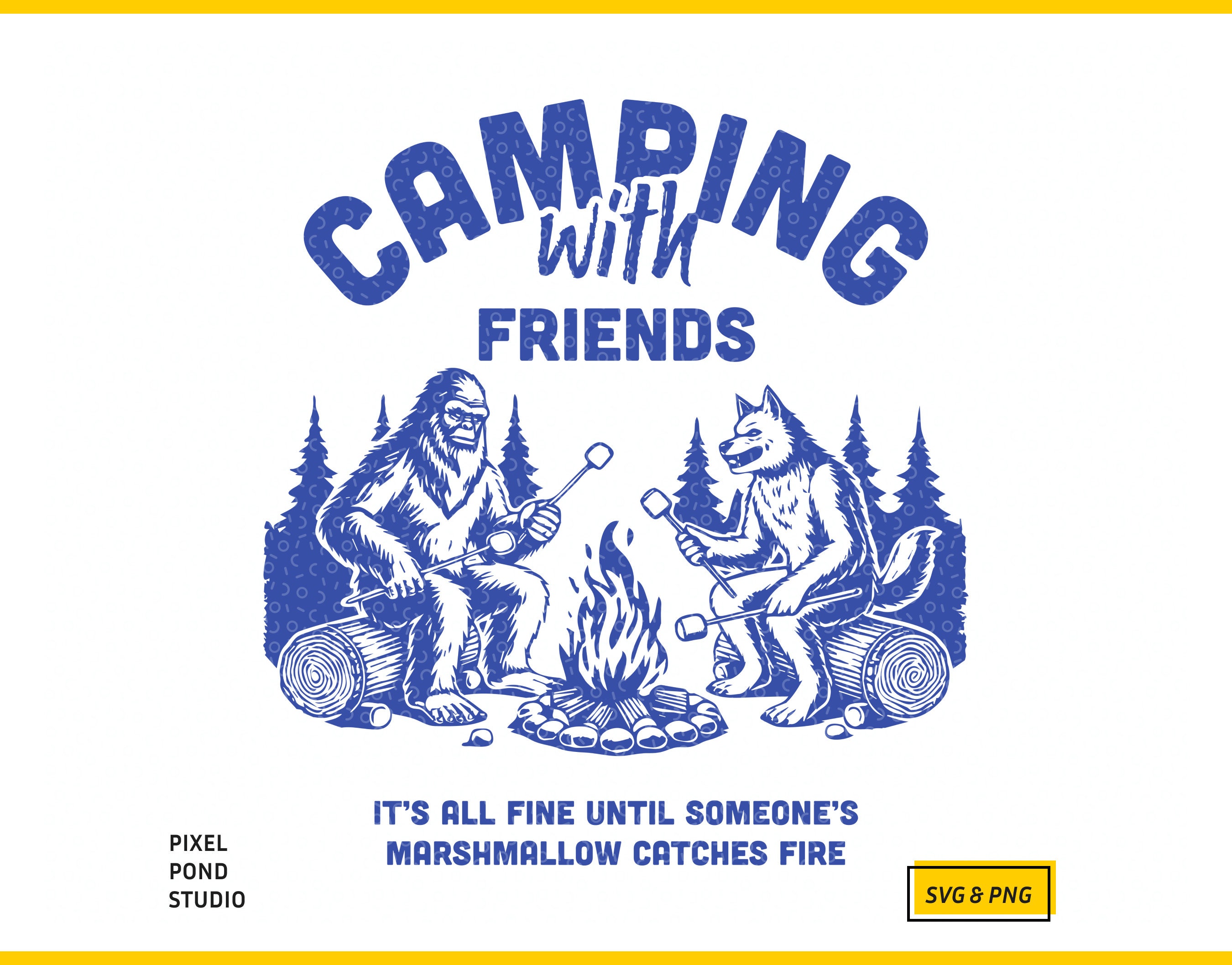 Camping With Friends SVG PNG in Trendy Vintage Camping Design for Tees ...