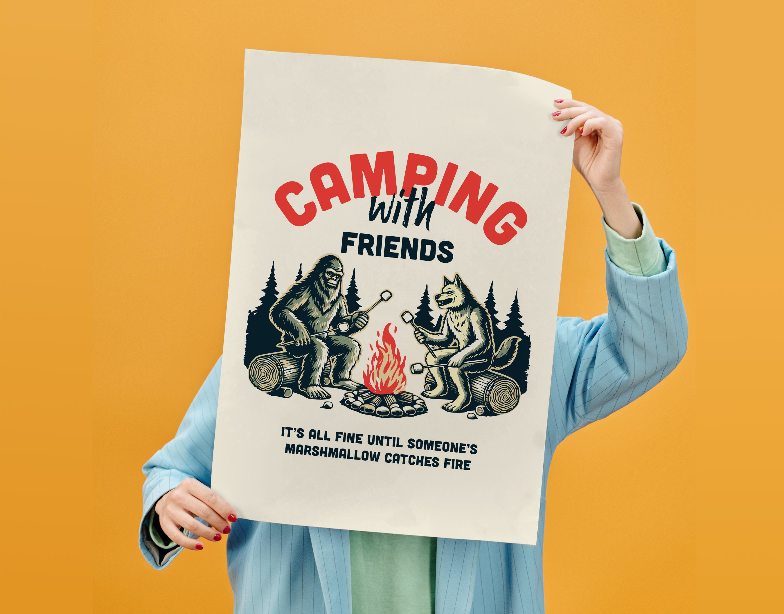 Bigfoot & Werewolf Bonfire: Camping With Friends SVG PNG (digital ...