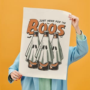 Halloween Just Here for the Boos SVG PNG in Trendy Comic Vintage Design ...