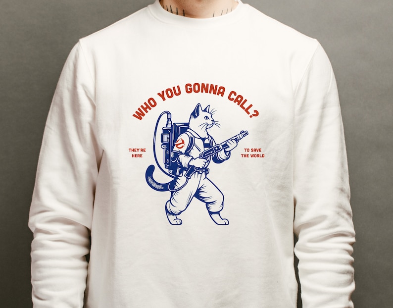 Cat Ghostbusters: Who You Gonna Call, Vintage Retro Trendy Digital ...