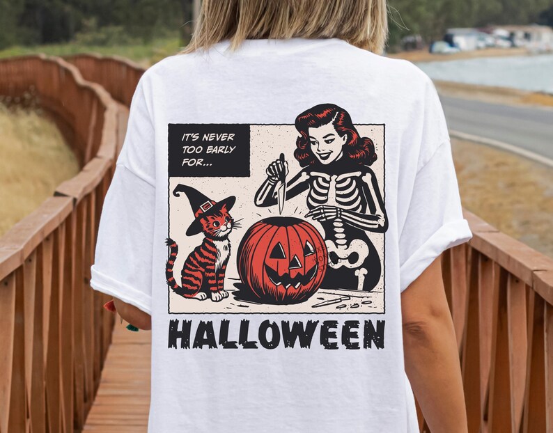 Witch Cat & Skeleton Girl Halloween Design: SVG, PNG (digital Download ...