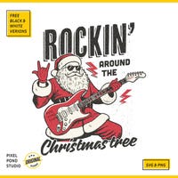 Rocker Santa Vector Illustration, Rocker Santa SVG, Santa PNG, JPG ...