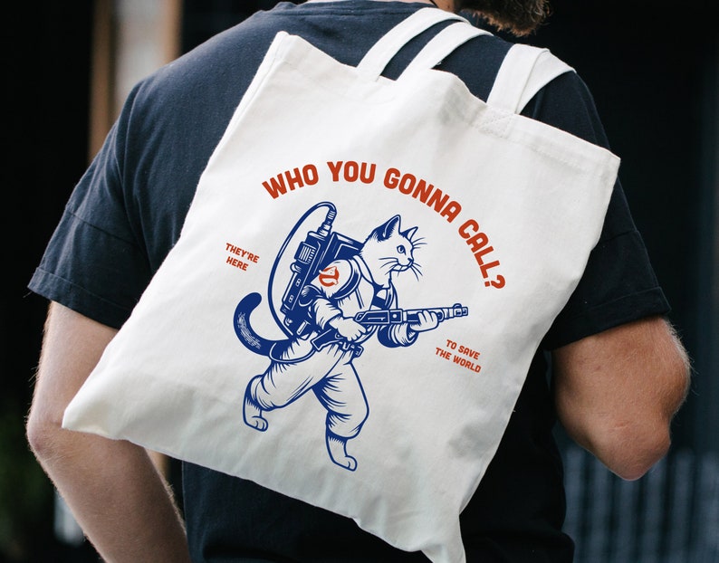 Cat Ghostbusters: Who You Gonna Call, Vintage Retro Trendy Digital ...