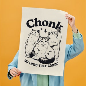 Chonk-oh Lawd They Comin' SVG PNG, Trendy Vintage Retro Fat Cat Lover Design for Tees, Wall Art ...