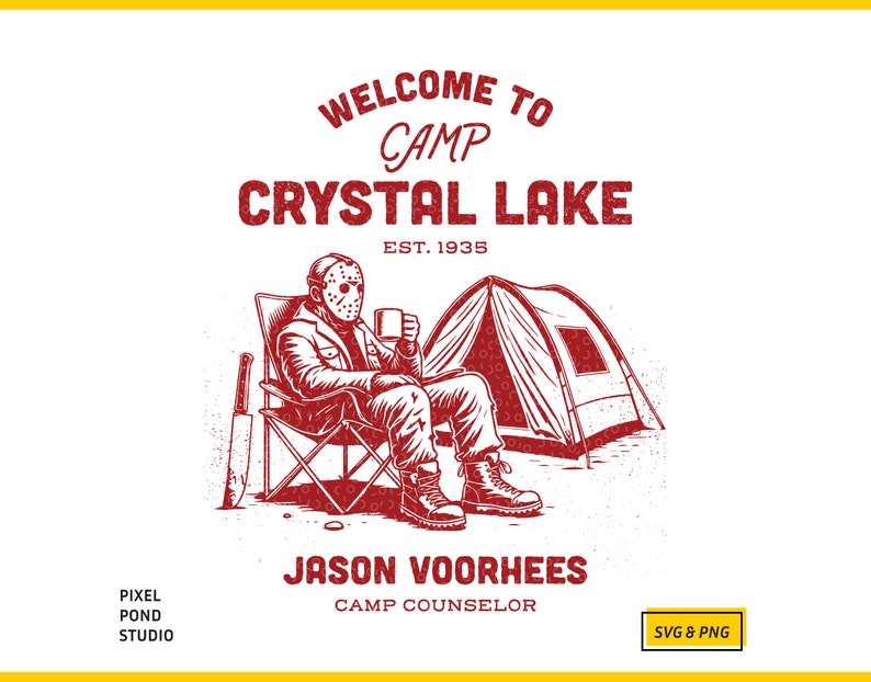 Funny Jason Voorhees Camp Crystal Lake Vintage Design (SVG PNG) - Etsy