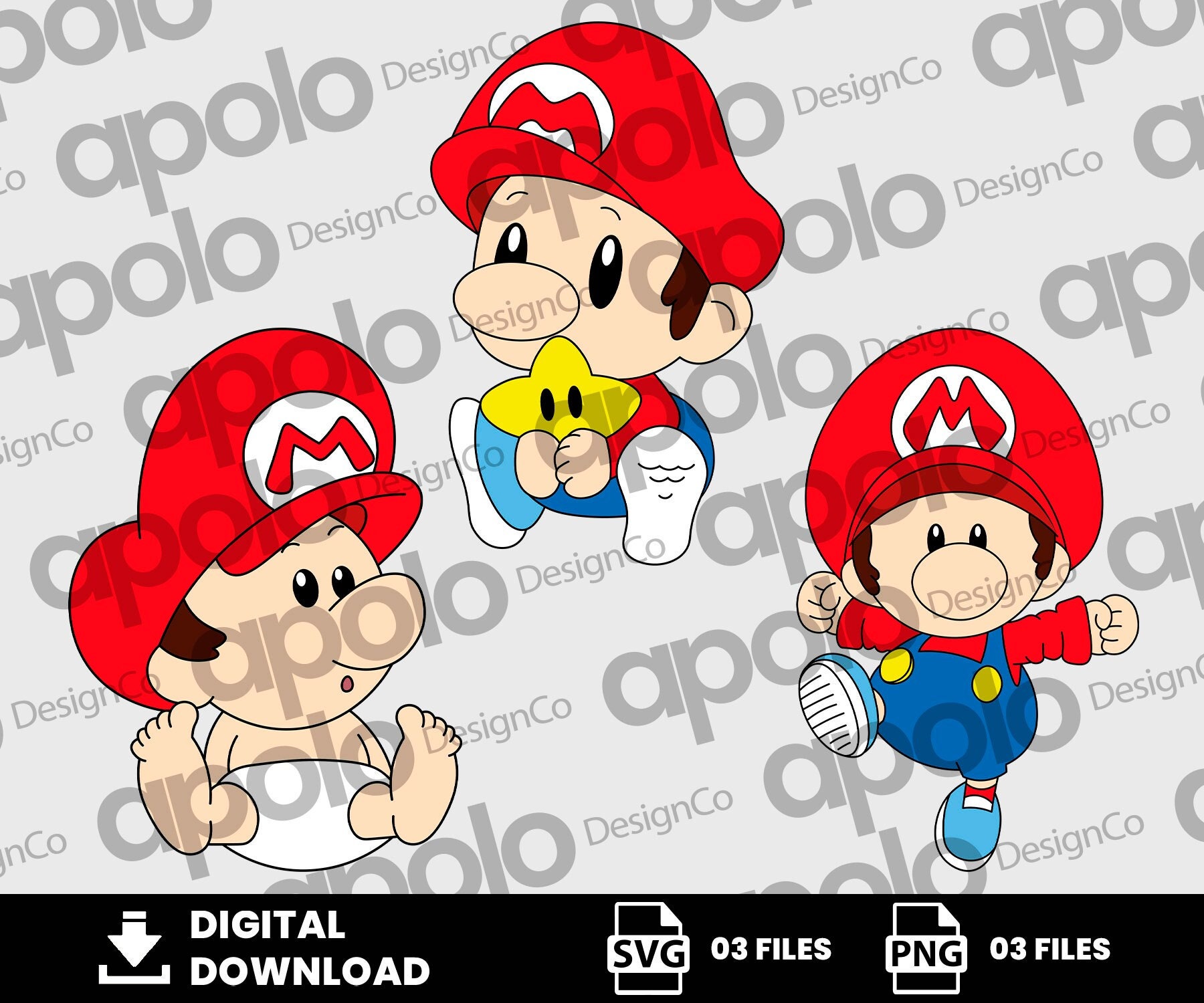 Clipart, Baby Shower, Baby Mario Svg, Mario Svg, Baby, Boy Svg, Blue ...