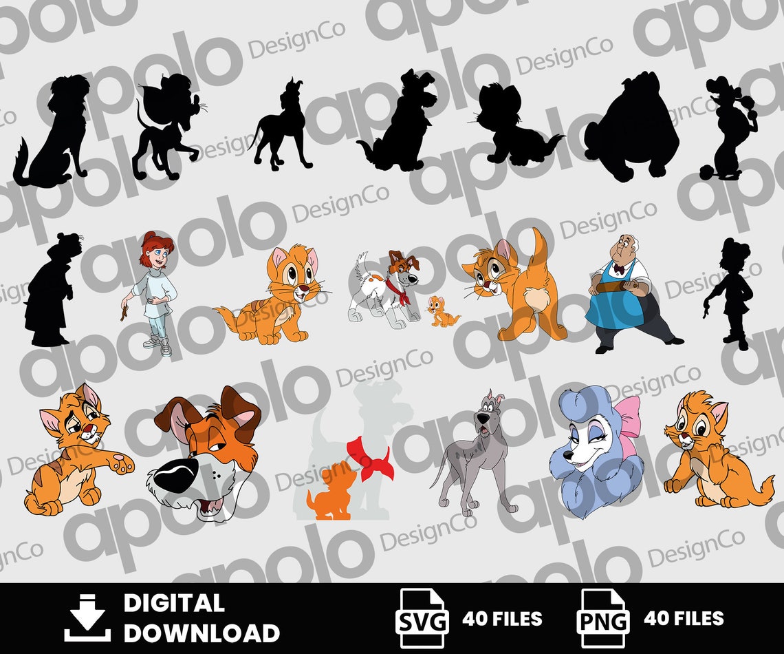 Clipart, Oliver and Company Svg, Jenny Svg, Tito Svg, Digital Download ...