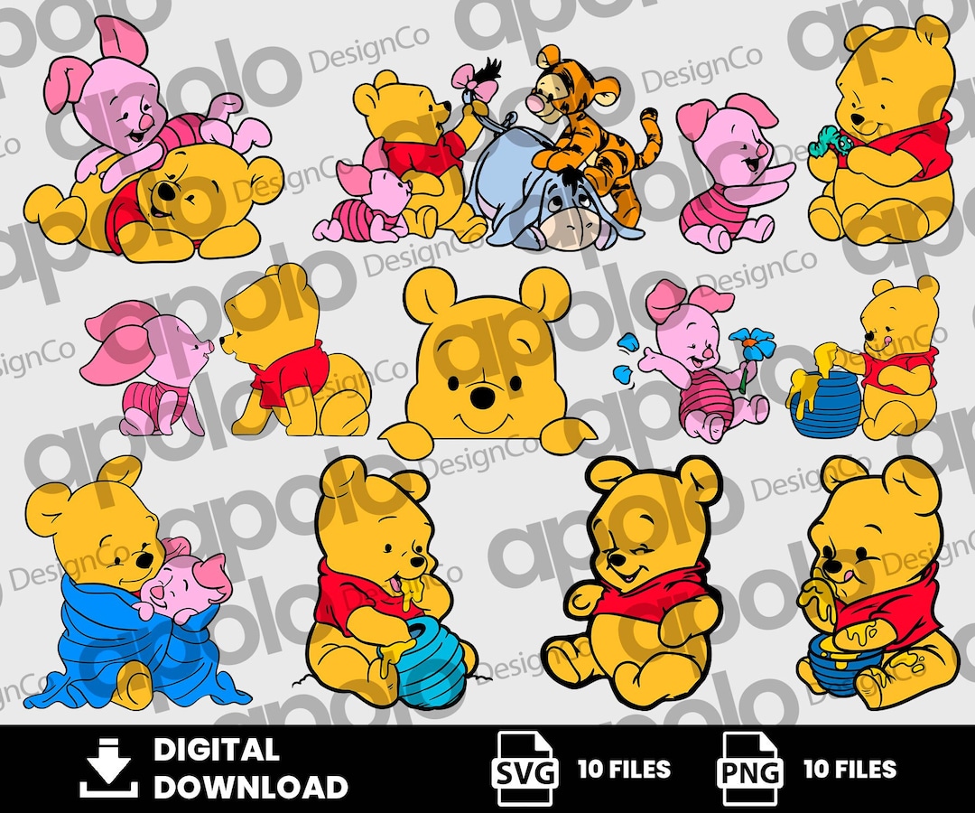 Clipart, Baby Shower, Baby Winnie the Pooh Svg, Baby Pooh Svg, Pooh Svg ...