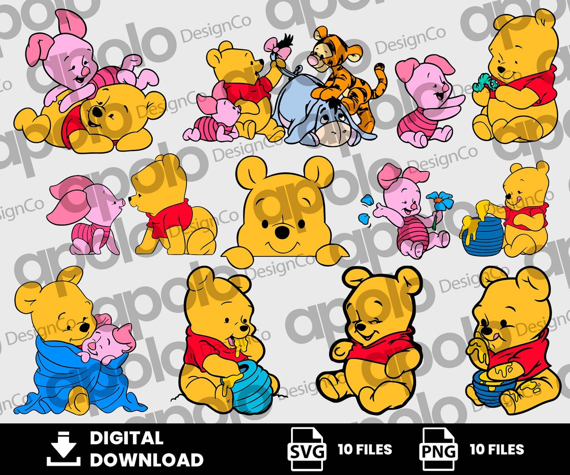 Clipart, Baby Shower, Baby Winnie the Pooh Svg, Baby Pooh Svg, Pooh Svg ...