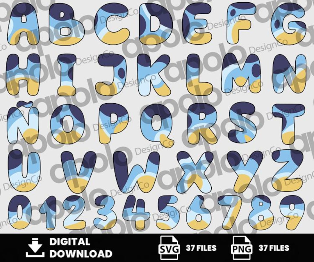 Clipart, Blue Dog Alphabet Svg, Blue Dog Numbers Svg, Dog Svg, Alphabet ...