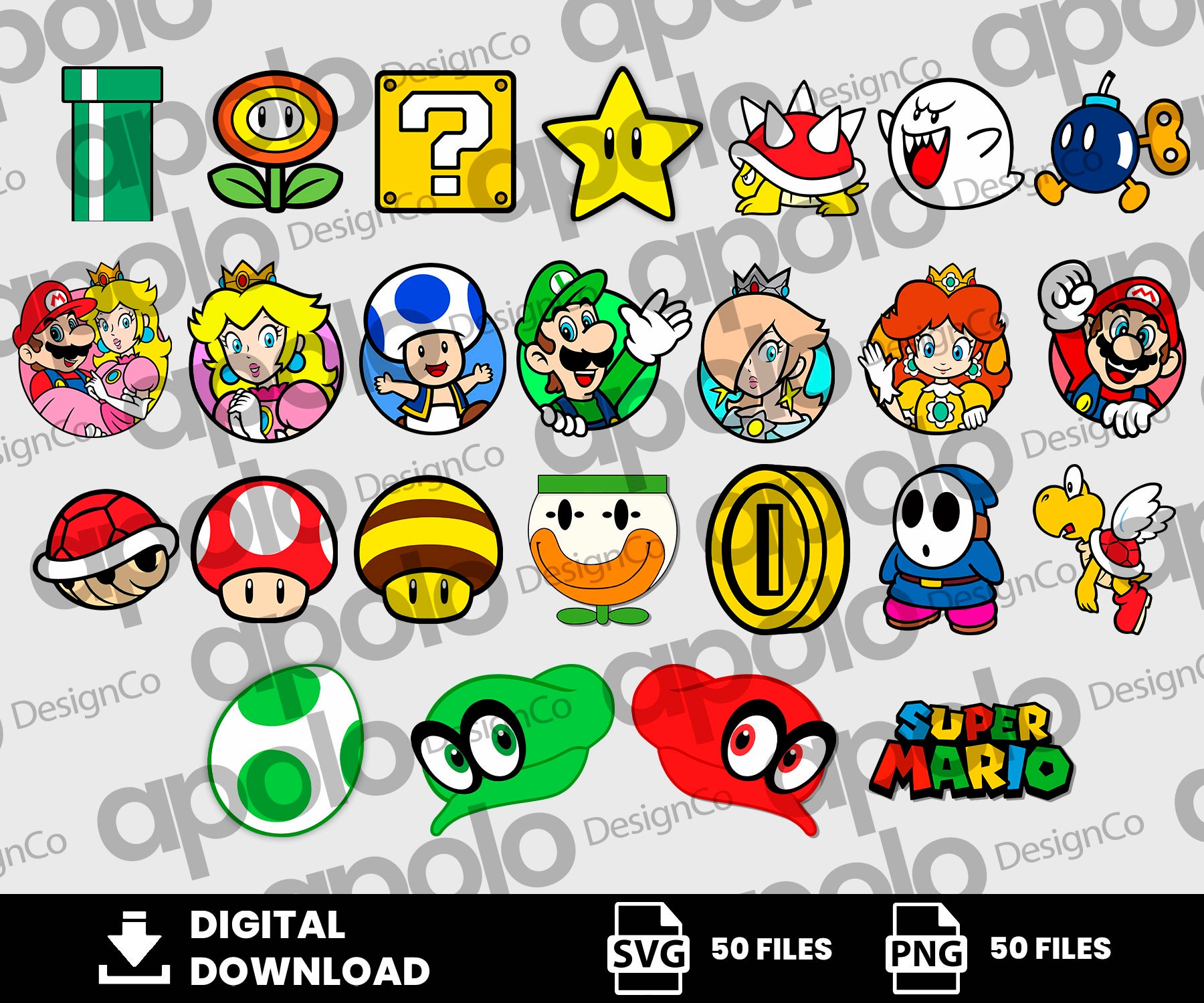 Clipart, Mario Svg, Luigi Svg, Princess Svg, Games Svg, Love Svg ...