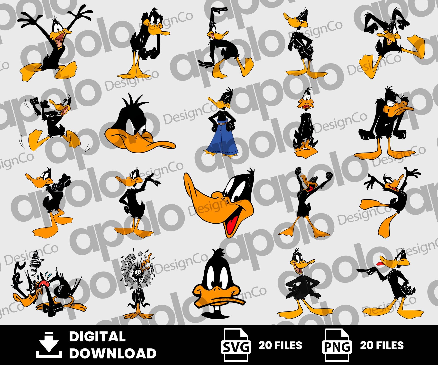 Clipart, Daffy Svg, Duck Svg, Duck Svg, Cartoons Svg, Digital Download ...