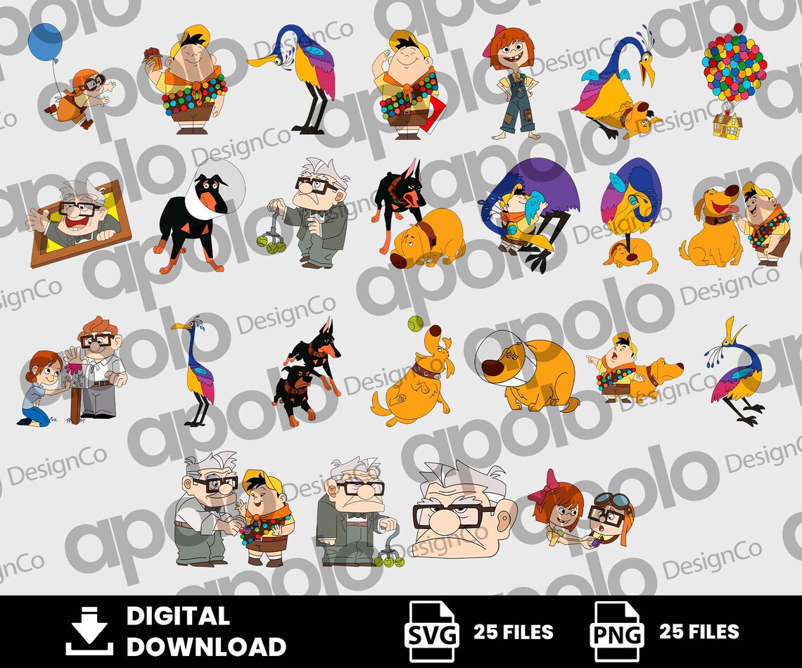 Clipart, up Svg, Carl, Ellie, Russell, Love Svg, Movie Svg, Digital ...