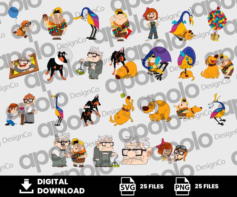 Clipart, up Svg, Carl, Ellie, Russell, Love Svg, Movie Svg, Digital ...