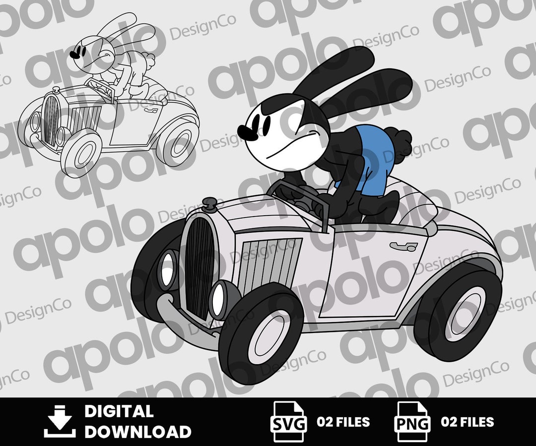 Clipart, Oswald the Lucky Rabbit Svg, Oswald Car Svg, Love Svg, Digital ...