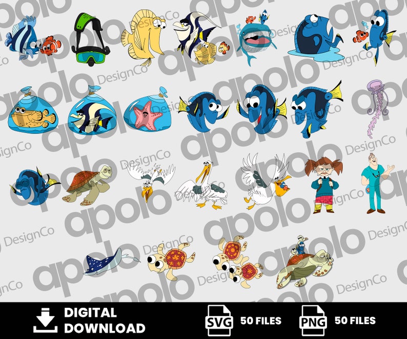 Clipart, Finding Nemo Svg, Nemo Svg, Dory Svg, Movie Svg, Digital ...