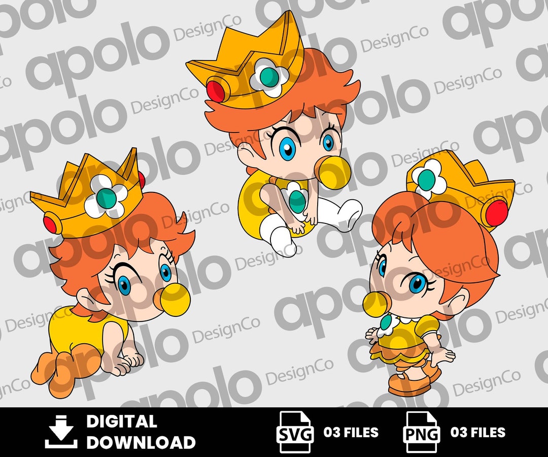 Clipart, Baby Shower, Baby Princess Daisy Svg, Mario Svg, Baby Svg ...