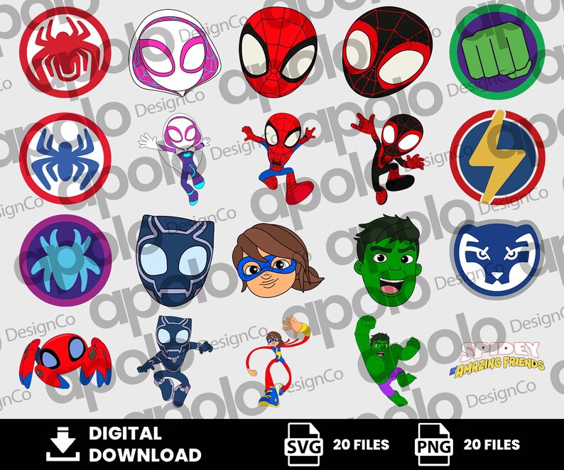 Clipart, Spidey and His Amazing Friends Svg, Spin, Miles Morales, Ghost ...