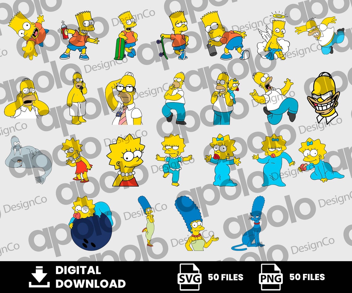 Clipart, Simpsons Svg, Family Svg, Homer Svg, Marge Svg, Bart Svg, Love ...