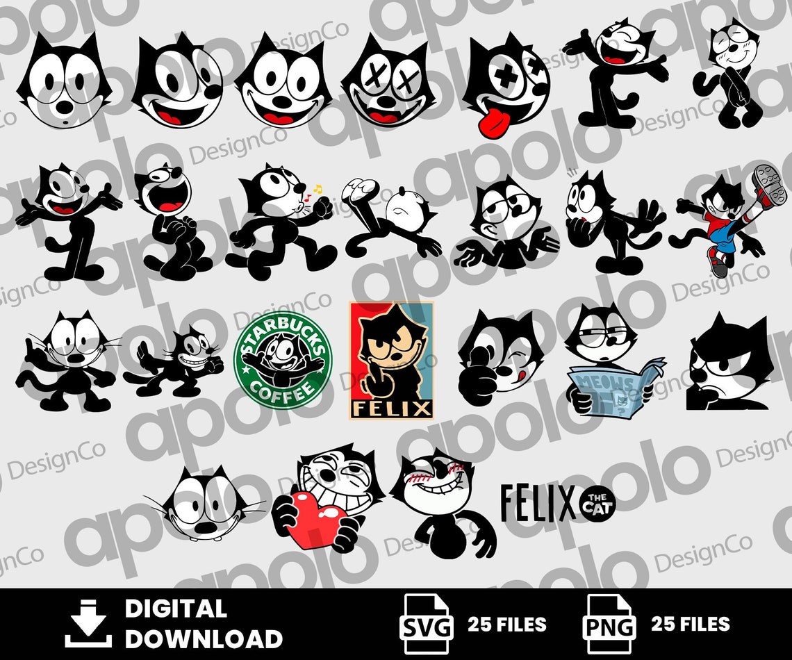 Clipart, Felix Svg, Cat Svg, Black and White Svg, Love Svg, Animation ...