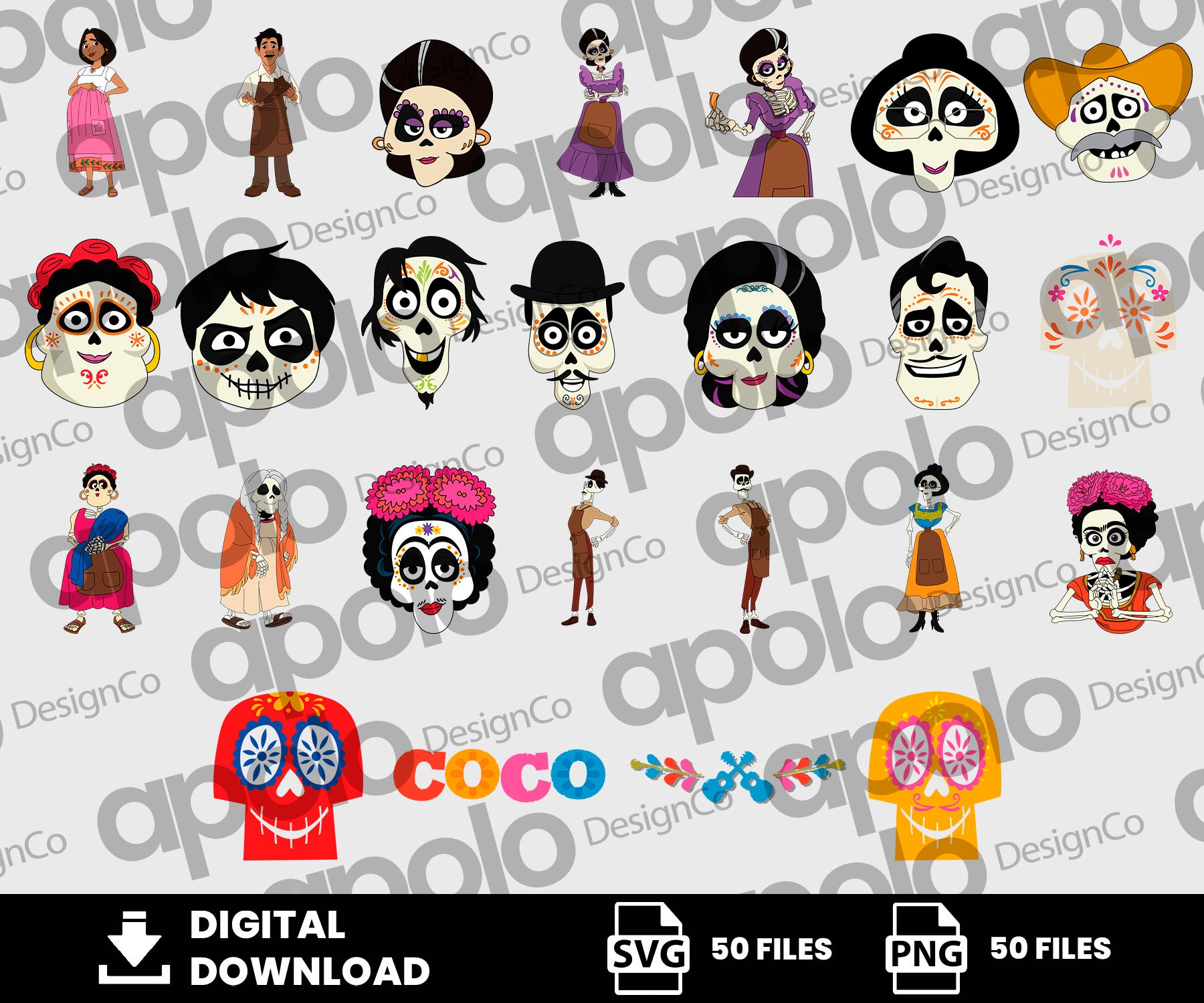 Clipart, Coco Svg, Dia De Los Muertos Svg, Halloween Svg, Movie Svg, Digital Download, PNG, SVG ...
