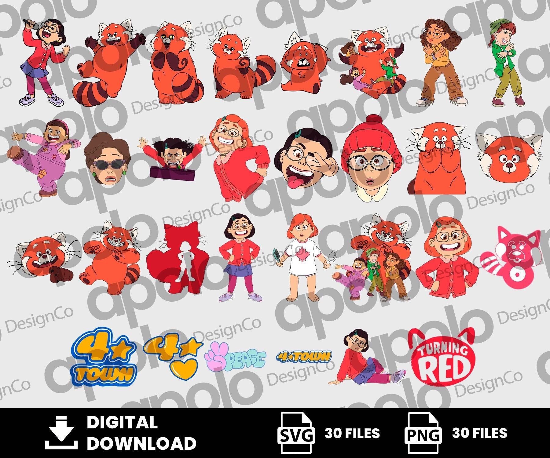 Clipart, Turning Red Svg, Mei Svg, Mother Svg, Red Panda Svg, Red Svg ...