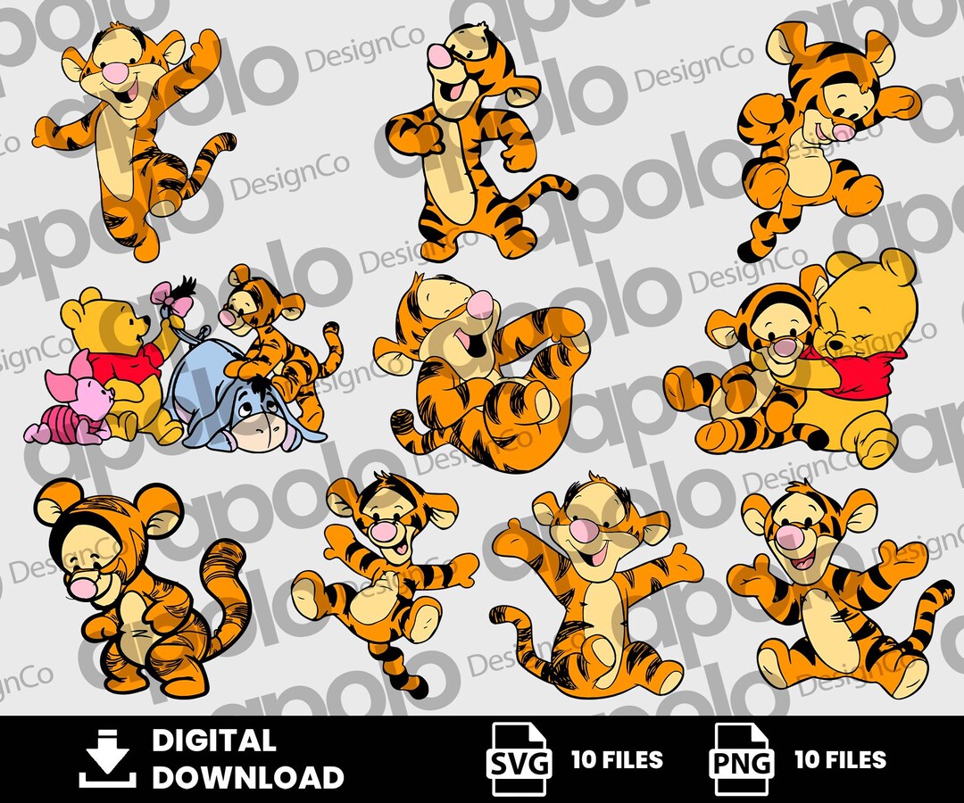 Clipart, Baby Shower, Baby Winnie the Pooh Svg, Baby Tigger Svg, Tigger ...