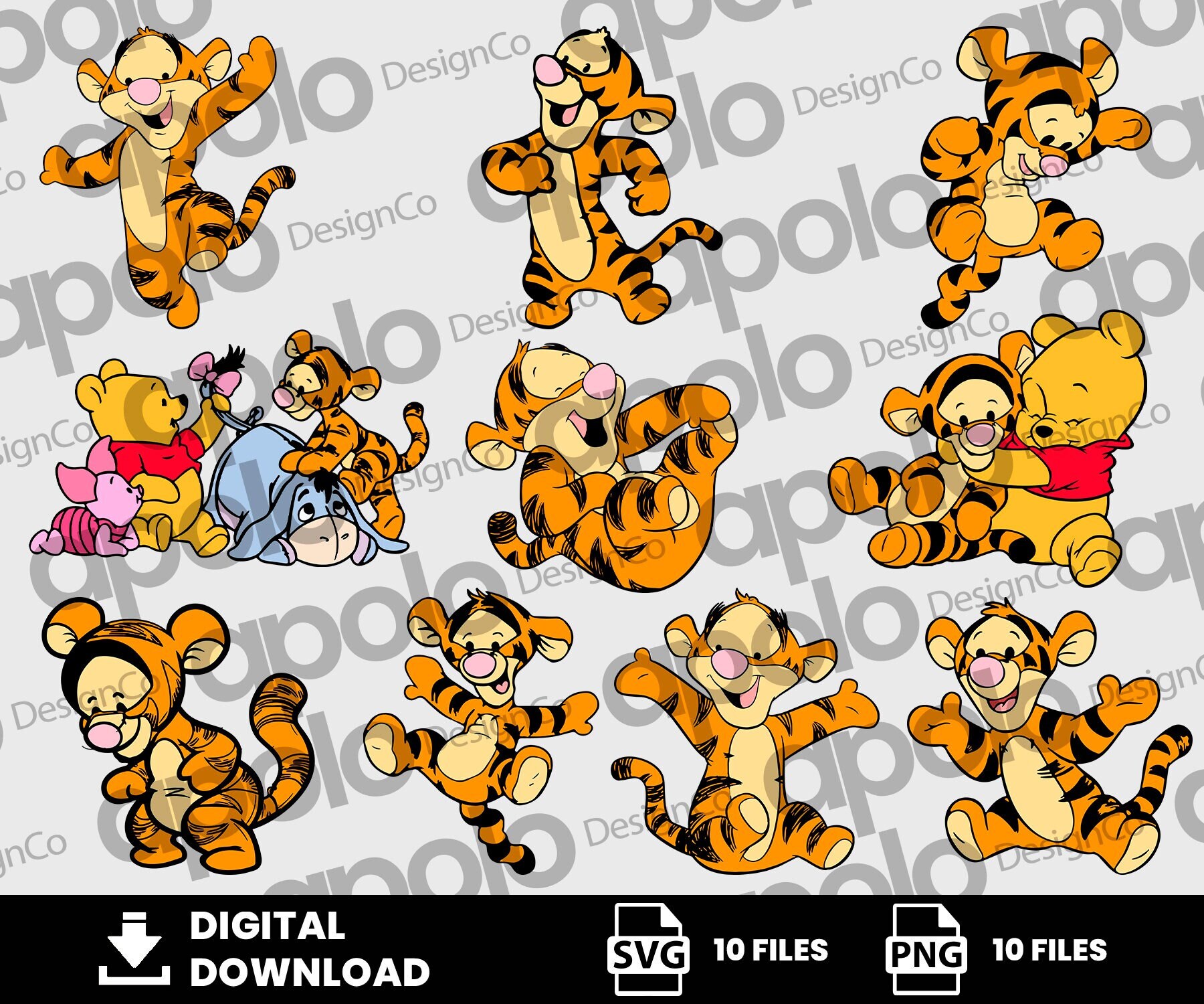 Clipart, Baby Shower, Baby Winnie the Pooh Svg, Baby Tigger Svg, Tigger ...