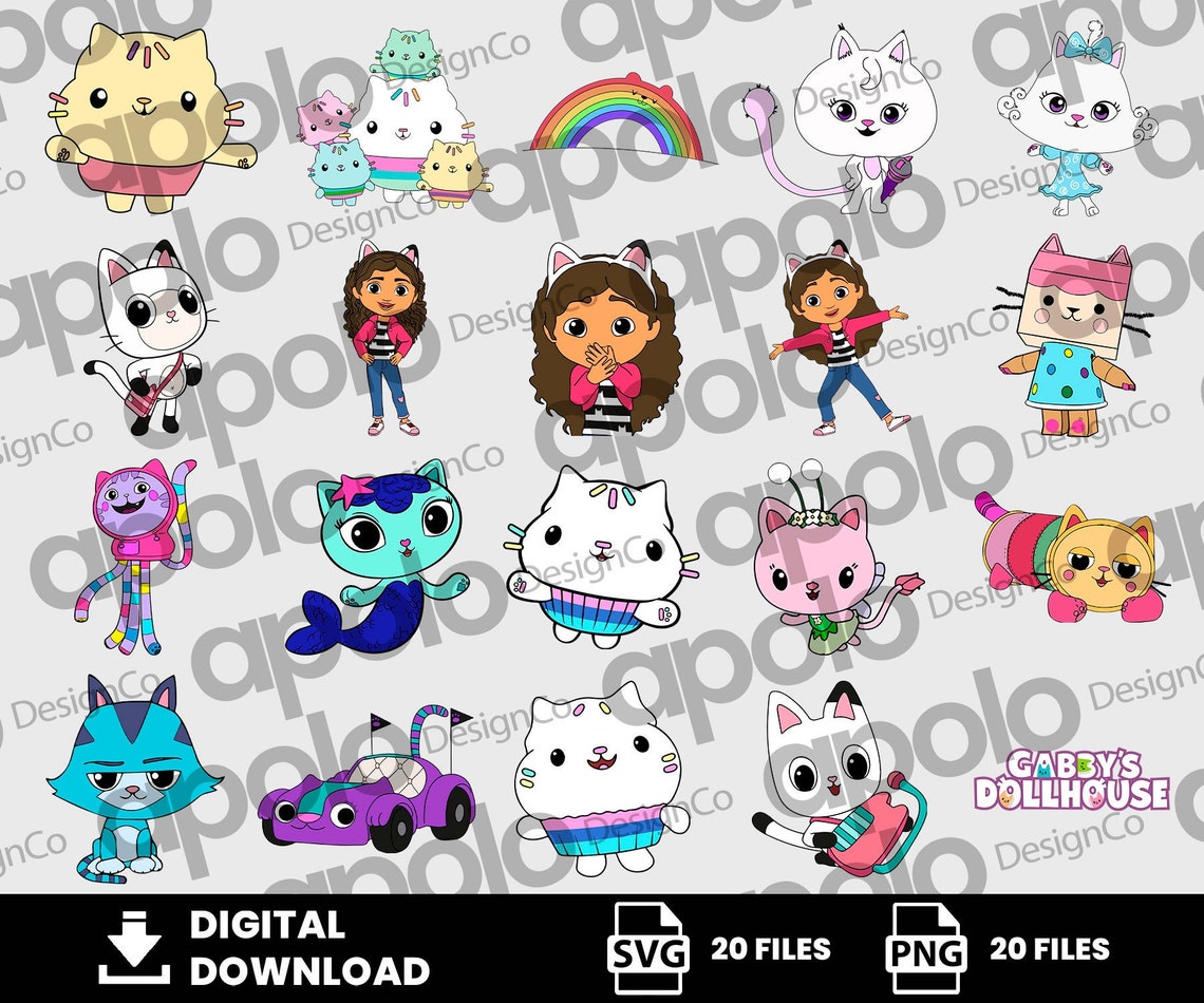 Clipart, Dollhouse Svg, Gabby Svg, Love Svg, Animation Svg, Digital ...