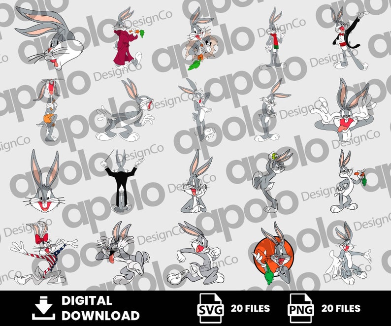 Clipart, Bugs Svg, Bunny Svg, Rabbit Svg, Cartoons Svg, Digital ...