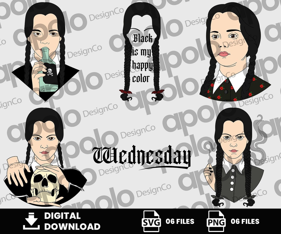 Clipart, Halloween Svg, Merlina Svg, Wednesday, Digital Download, PNG ...