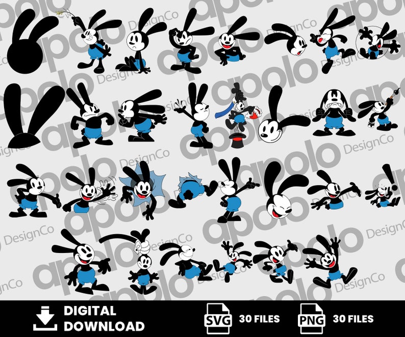 Clipart, Oswald Svg, Lucky Rabbit Svg, Rabbit Svg, Love Svg, Animation ...
