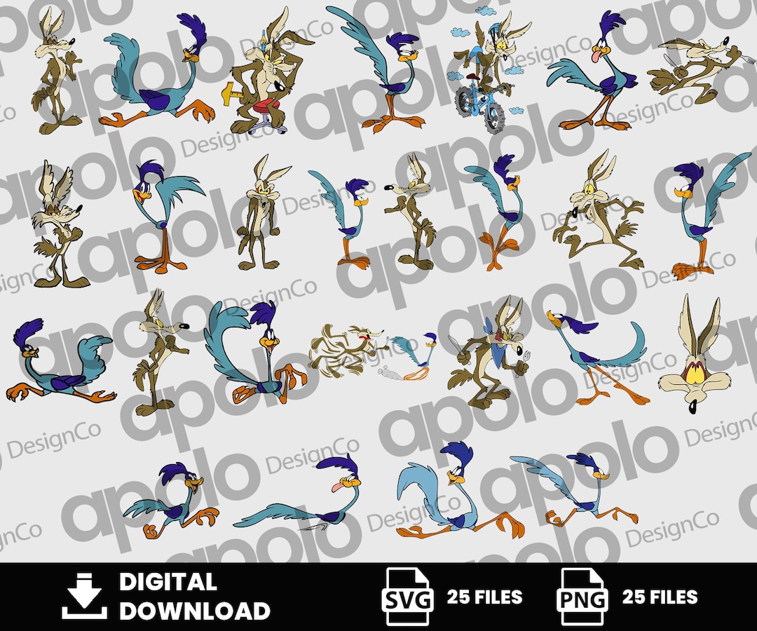 Clipart, Coyote Svg, Road Runner Svg, Cartoons Svg, Digital Download ...