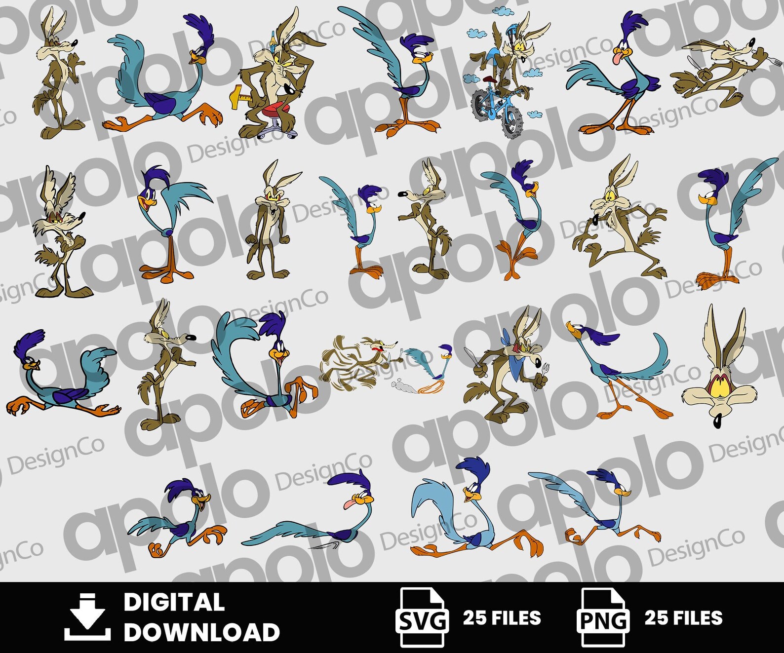 Clipart, Coyote Svg, Road Runner Svg, Cartoons Svg, Digital Download ...
