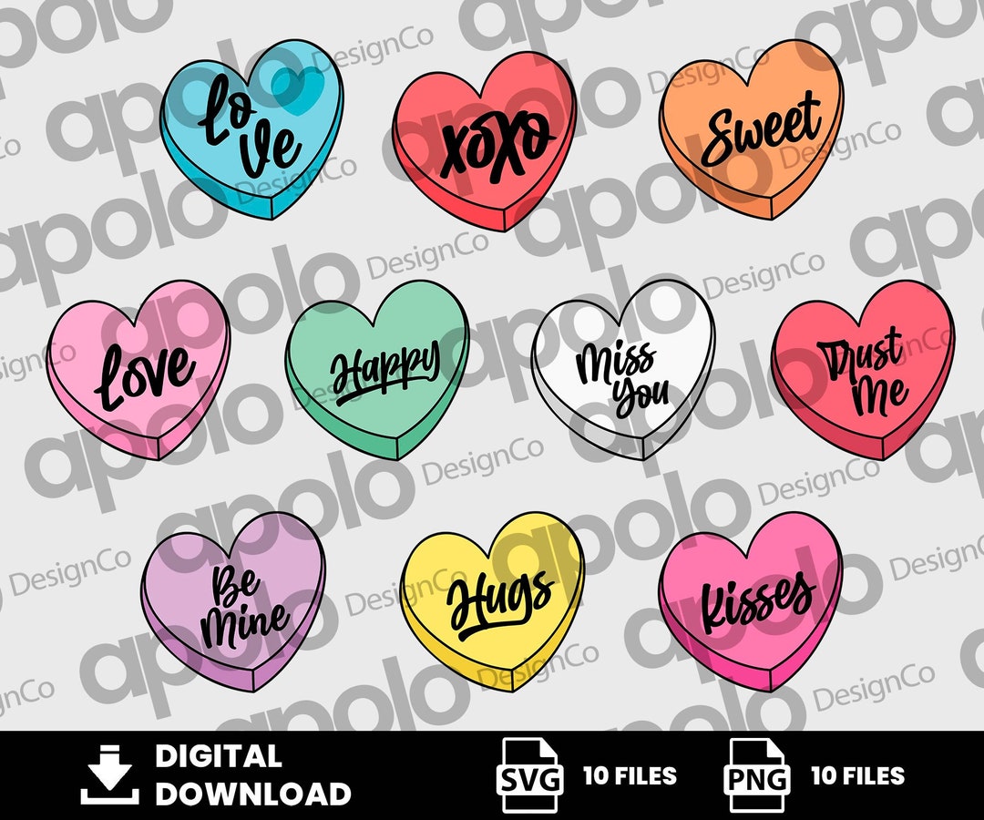 Clipart, Valentine's Day Svg, Candy Heart Svg, Candy Love Svg, Love Svg ...